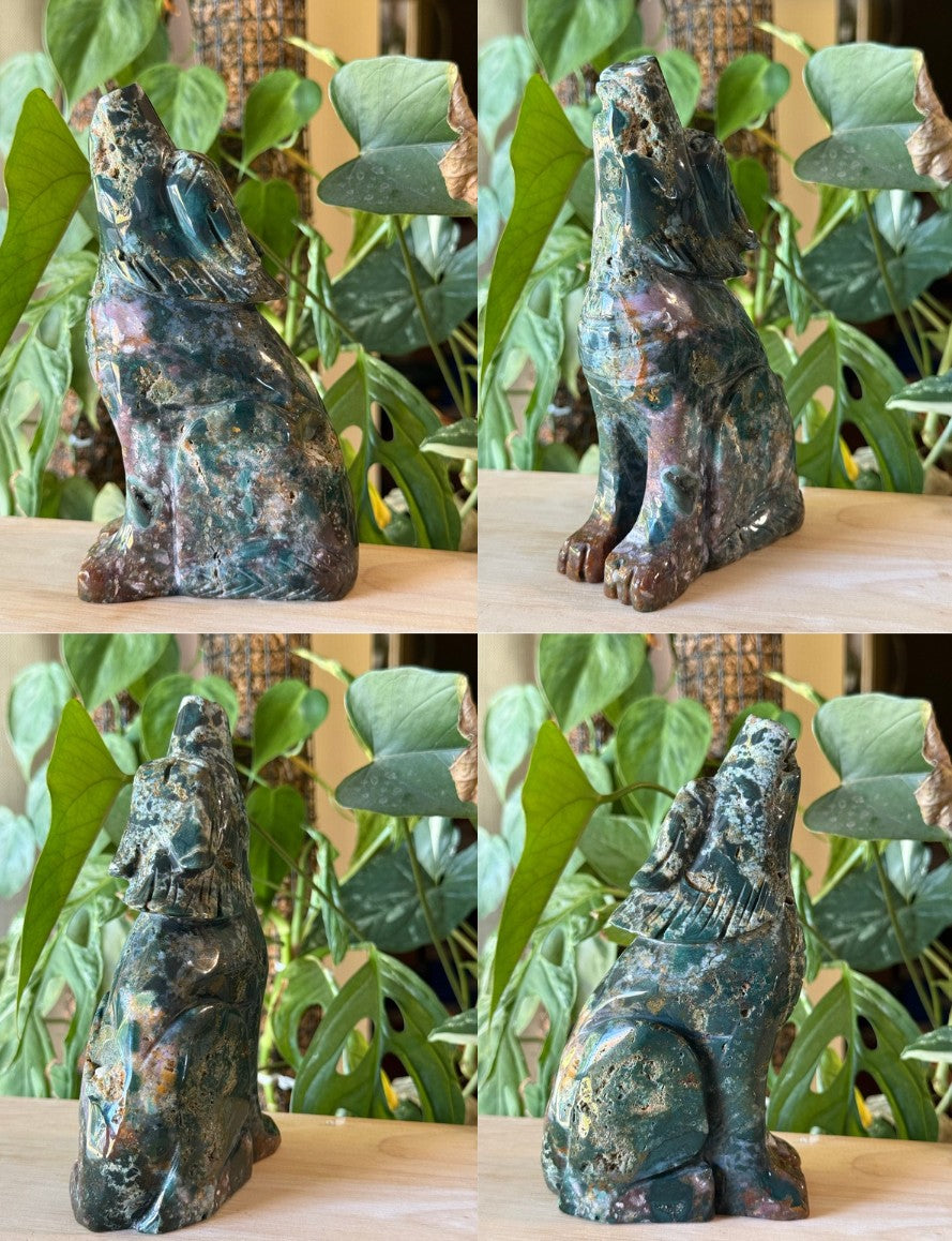 Ocean Jasper Wolf Carvings (You choose)- Basal Crystals